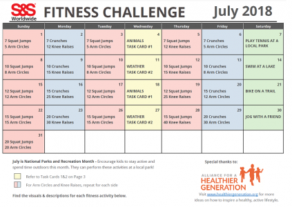 July Fitness Challenge Calendar 2 - S&S Blog