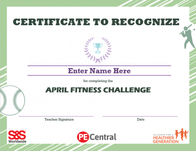 April Fitness Challenge Calendar Award 2021 - S&S Blog