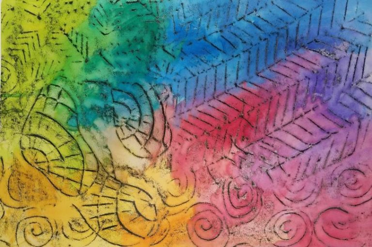 DIY Patterned Rubbing Plates & Watercolor Resist Art - S&S Blog