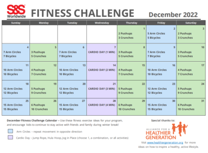 December Printable Fitness Challenge Calendar - S&S Blog
