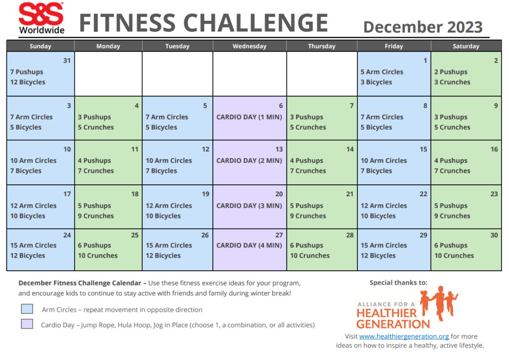 Fitness Challenge Calendars Archives - S&S Blog