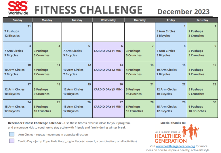 Fitness Challenge Calendars Archives - S&S Blog
