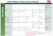 Daily Holidays & Observances Printable Calendar Archives - S&S Blog