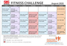 Fitness Challenge Calendar August 2020 2 - S&S Blog