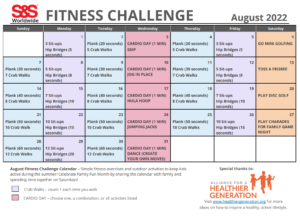 August Printable Fitness Challenge Calendar - S&S Blog