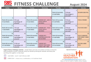 August Printable Fitness Challenge Calendar - S&S Blog