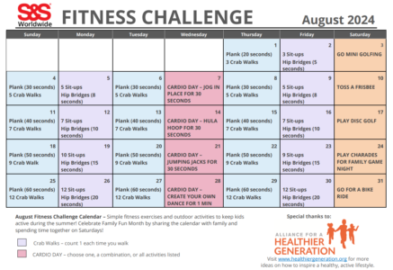 August Printable Fitness Challenge Calendar - S&S Blog