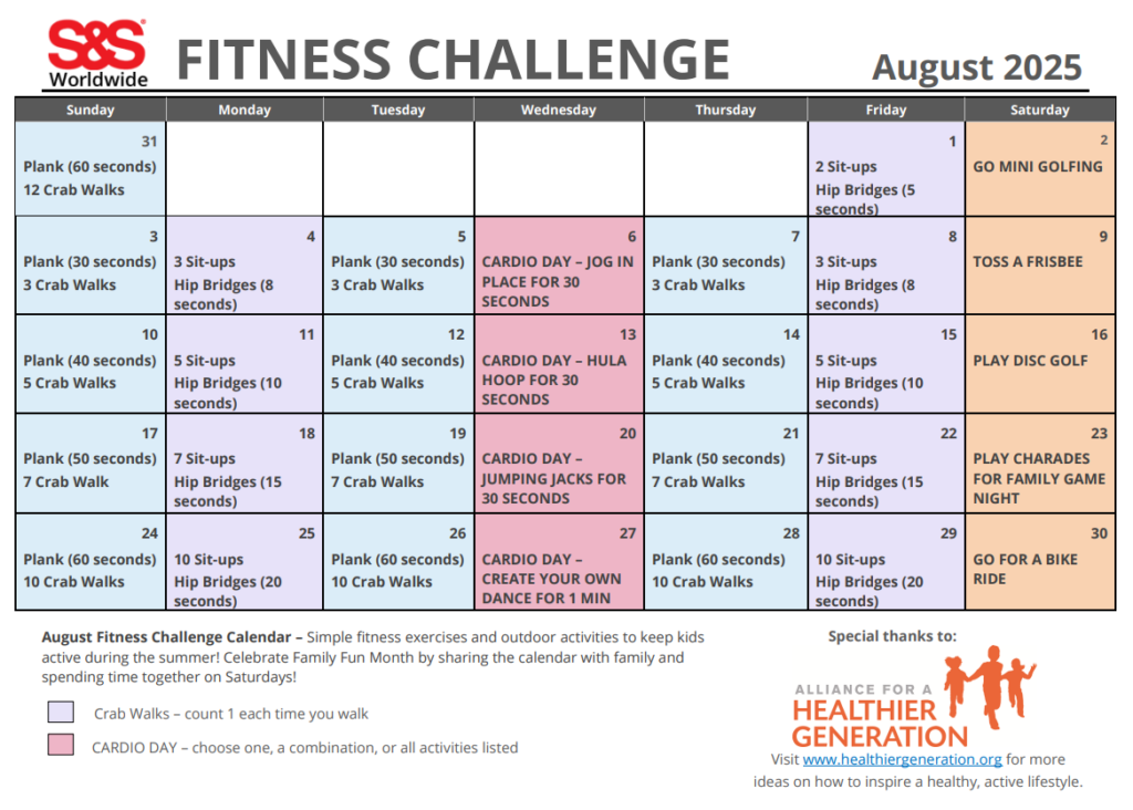 November Printable Fitness Challenge Calendar - S&S Blog