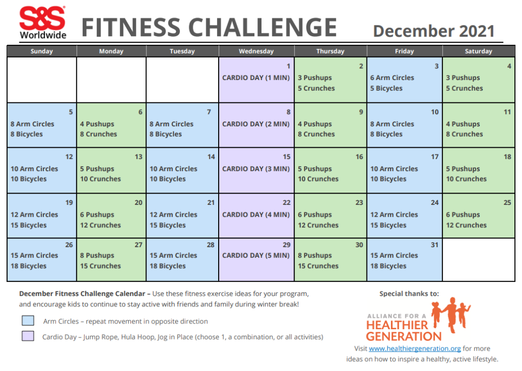 Fitness Challenge Calendars Archives - S&S Blog