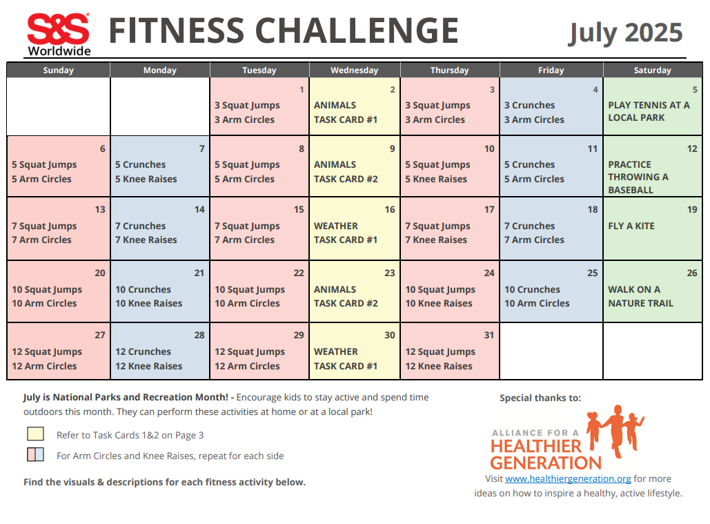Fitness Challenge Calendars Archives - S&S Blog