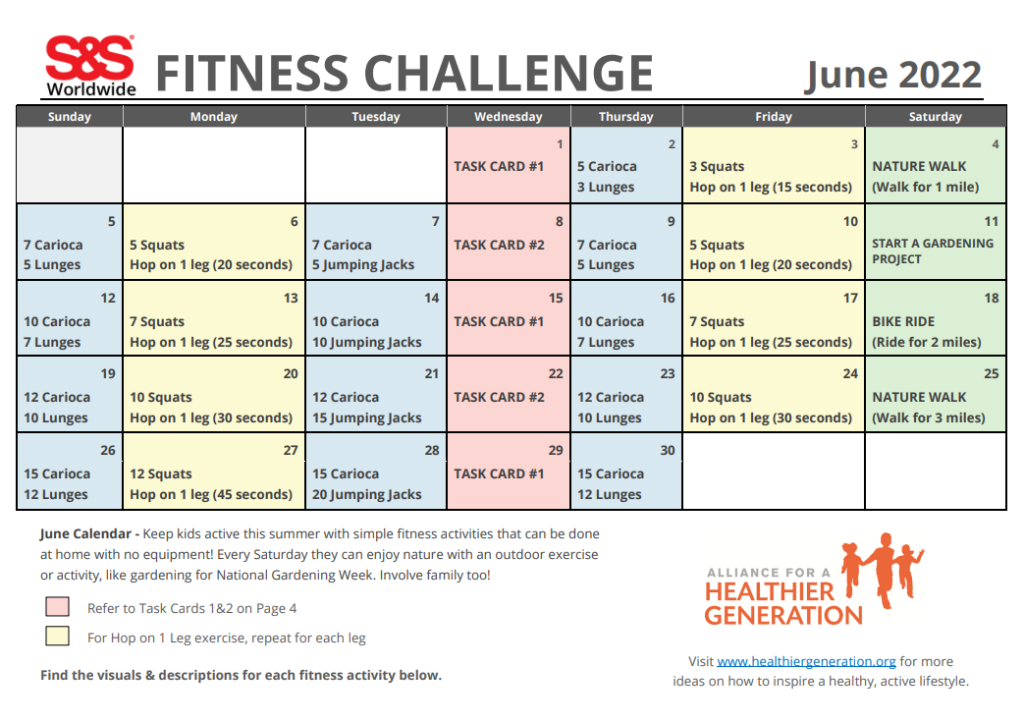 January Printable Fitness Challenge Calendar - S&S Blog