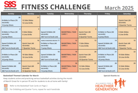March Printable Fitness Challenge Calendar - S&S Blog