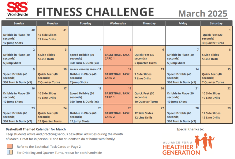 December Printable Fitness Challenge Calendar - S&S Blog
