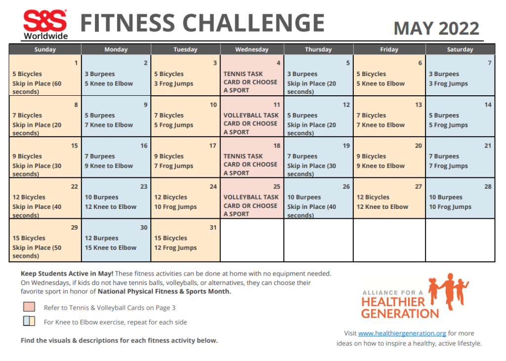 Printable Fitness Challenge Calendar for Kids - Keeping Students Active ...