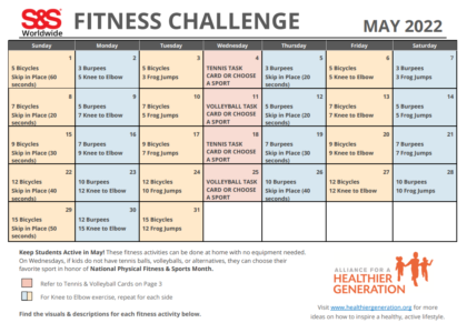 April Printable Fitness Challenge Calendar - S&S Blog