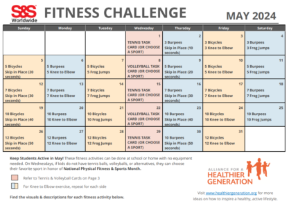 April Printable Fitness Challenge Calendar - S&S Blog