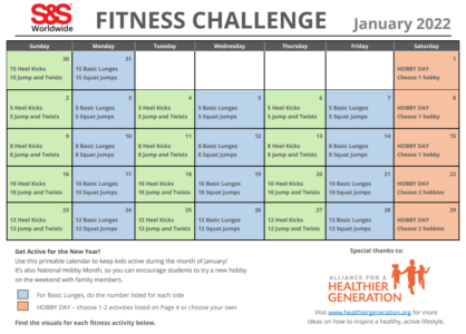 January Printable Fitness Challenge Calendar - S&S Blog