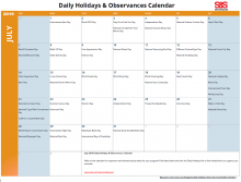 Daily Holidays & Observances Printable Calendar Archives - S&S Blog