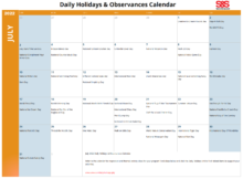 July Daily Holidays & Observances Printable Calendar - S&S Blog