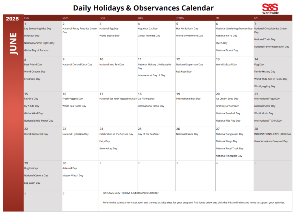 March Daily Holidays & Observances Printable Calendar - S&S Blog
