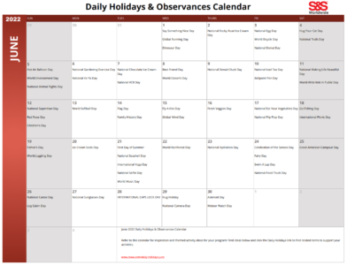 January Daily Holidays & Observances Printable Calendar - S&S Blog