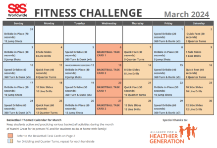 March Printable Fitness Challenge Calendar - S&S Blog