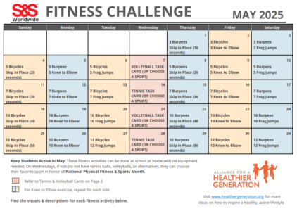 May Printable Fitness Challenge Calendar - S&S Blog