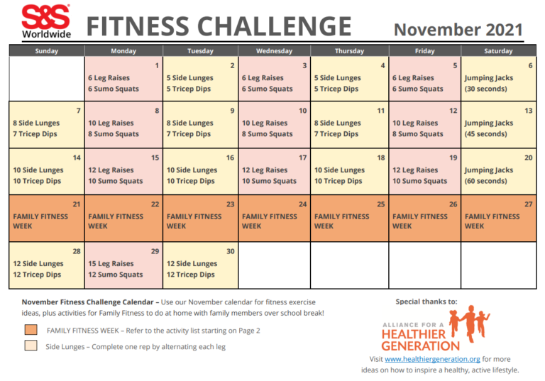 Fitness Challenge Calendars Archives - S&S Blog