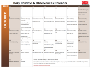 Daily Holidays & Observances Printable Calendar Archives - S&S Blog