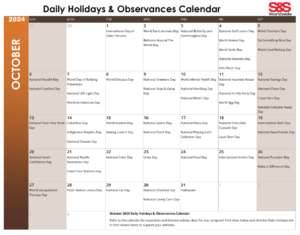 Daily Holidays & Observances Printable Calendar Archives - S&S Blog