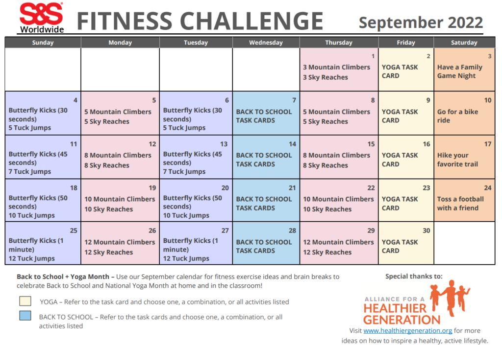 January Printable Fitness Challenge Calendar - S&S Blog