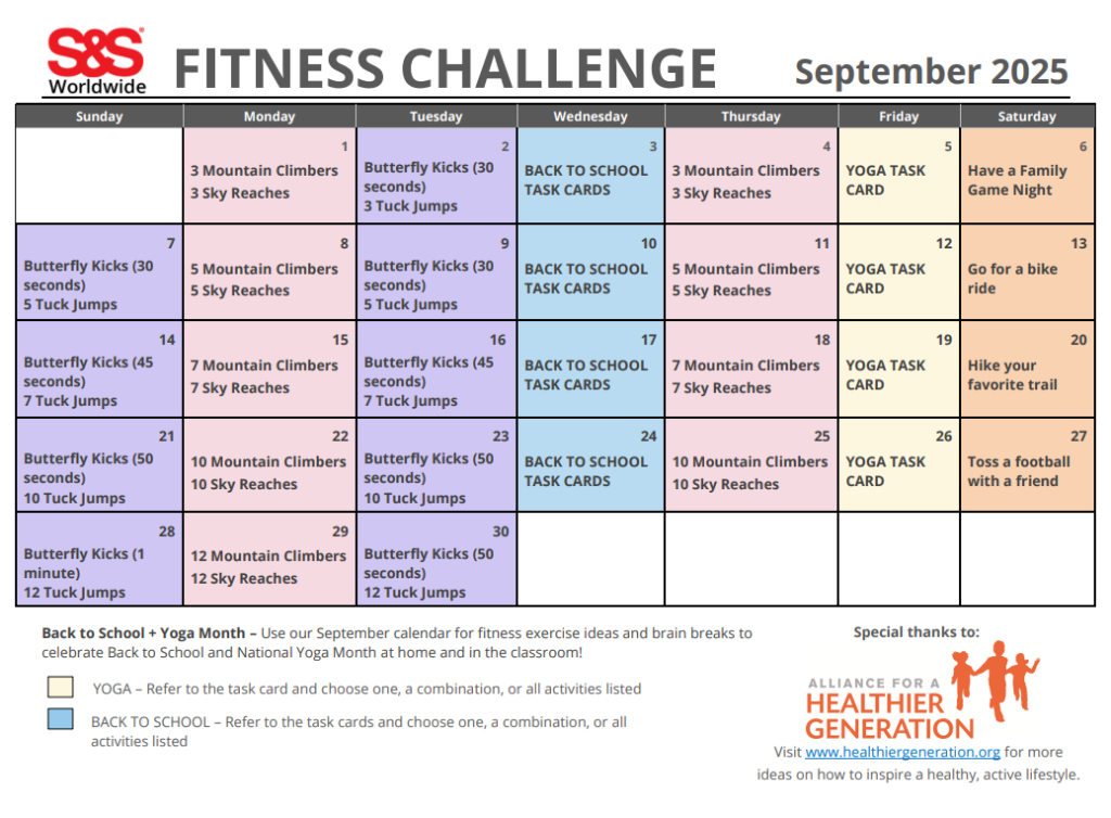 November Printable Fitness Challenge Calendar - S&S Blog