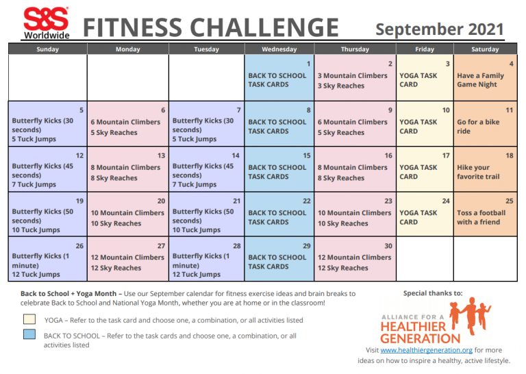 August Printable Fitness Challenge Calendar - S&S Blog