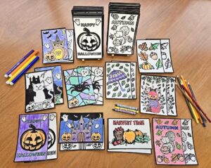 Halloween & Fall Themed Velvet Art Mini Posters Coloring Craft Project ...