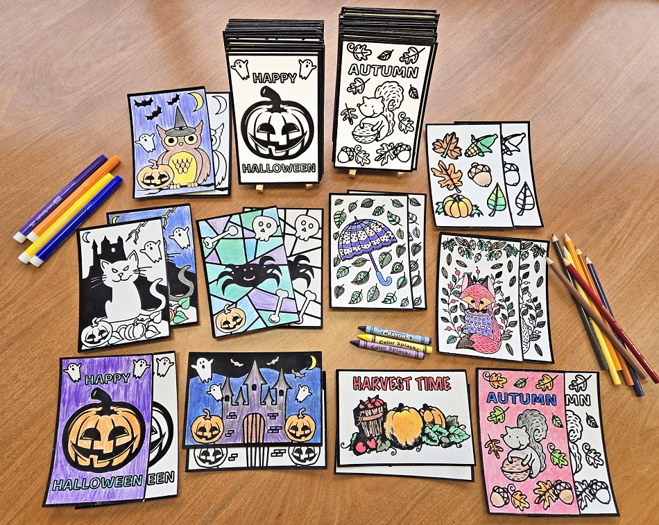 Halloween & Fall Themed Velvet Art Mini Posters Coloring Craft Project ...