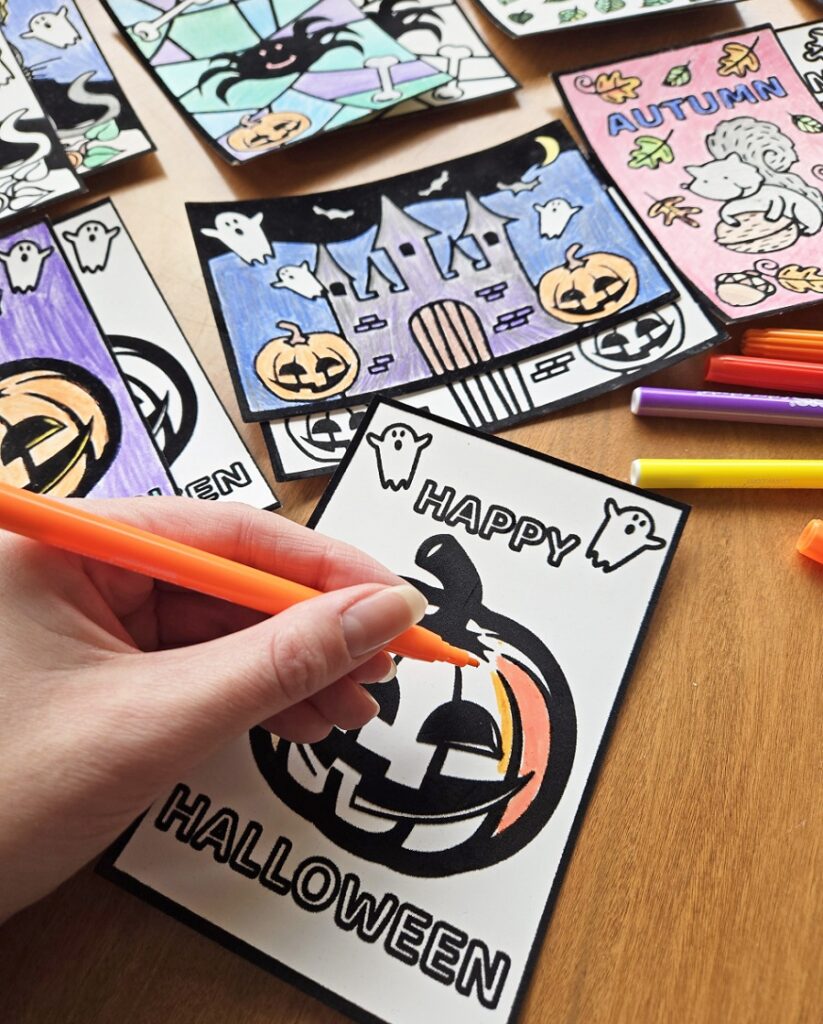 Halloween & Fall Themed Velvet Art Mini Posters Coloring Craft Project ...
