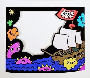 Pirate Themed Coloring Craft - Velvet Art Frame - S&S Blog