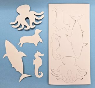 Sea Themed Coloring Craft Activity - Ocean Animal Cardboard Shapes - S ...
